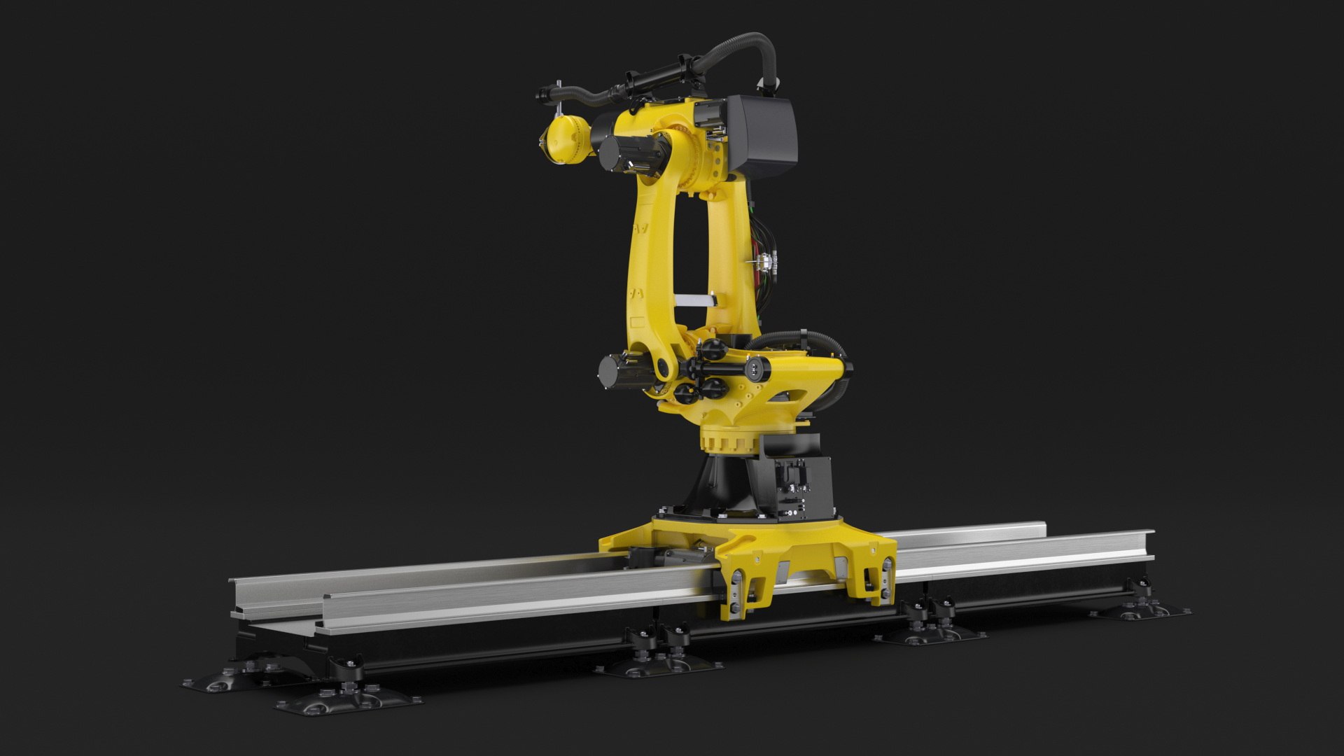 3D Robotic Arm Yellow On Rails Rigged For Maya - TurboSquid 2357156