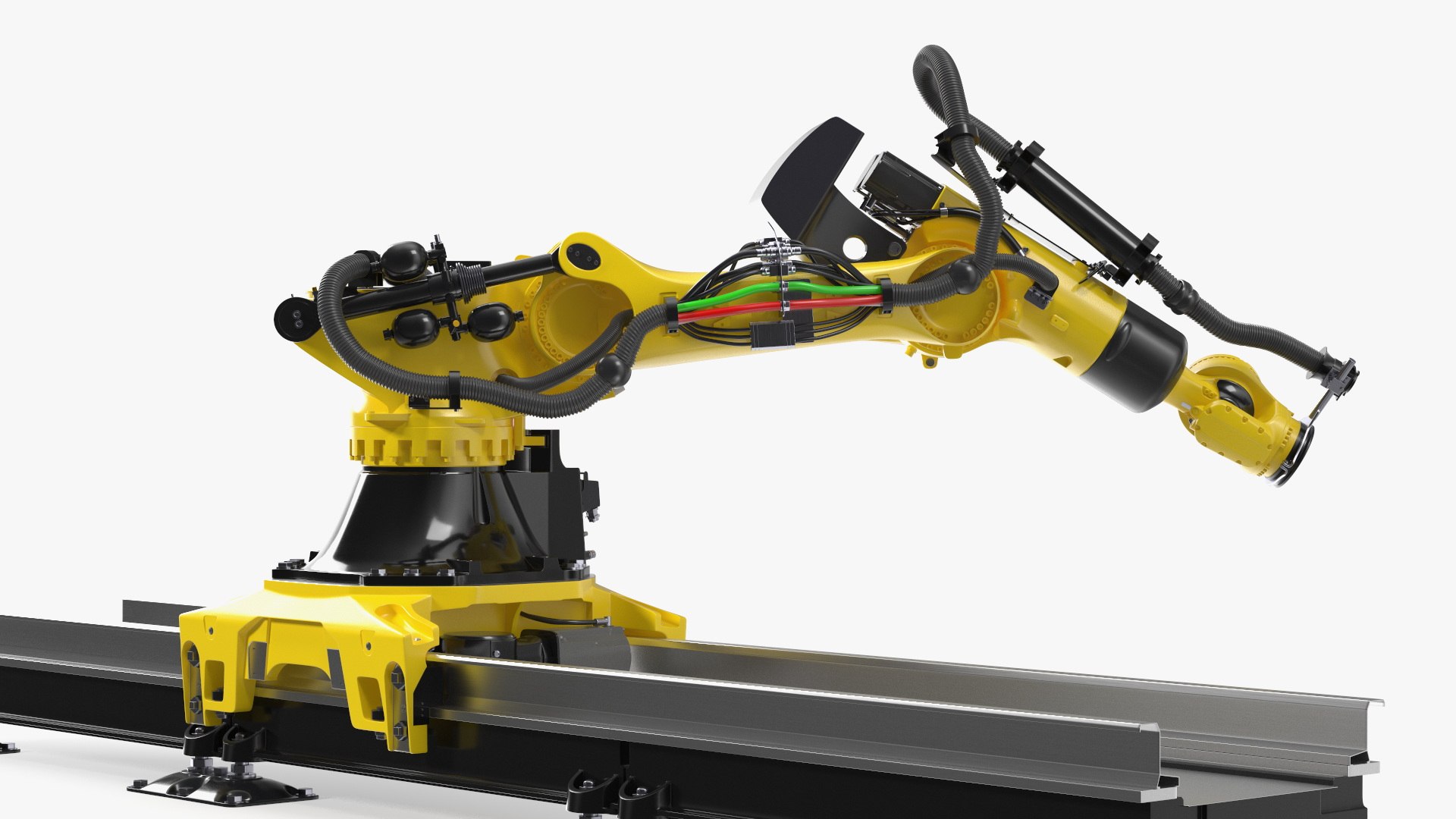 3D Robotic Arm Yellow On Rails Rigged For Maya - TurboSquid 2357156