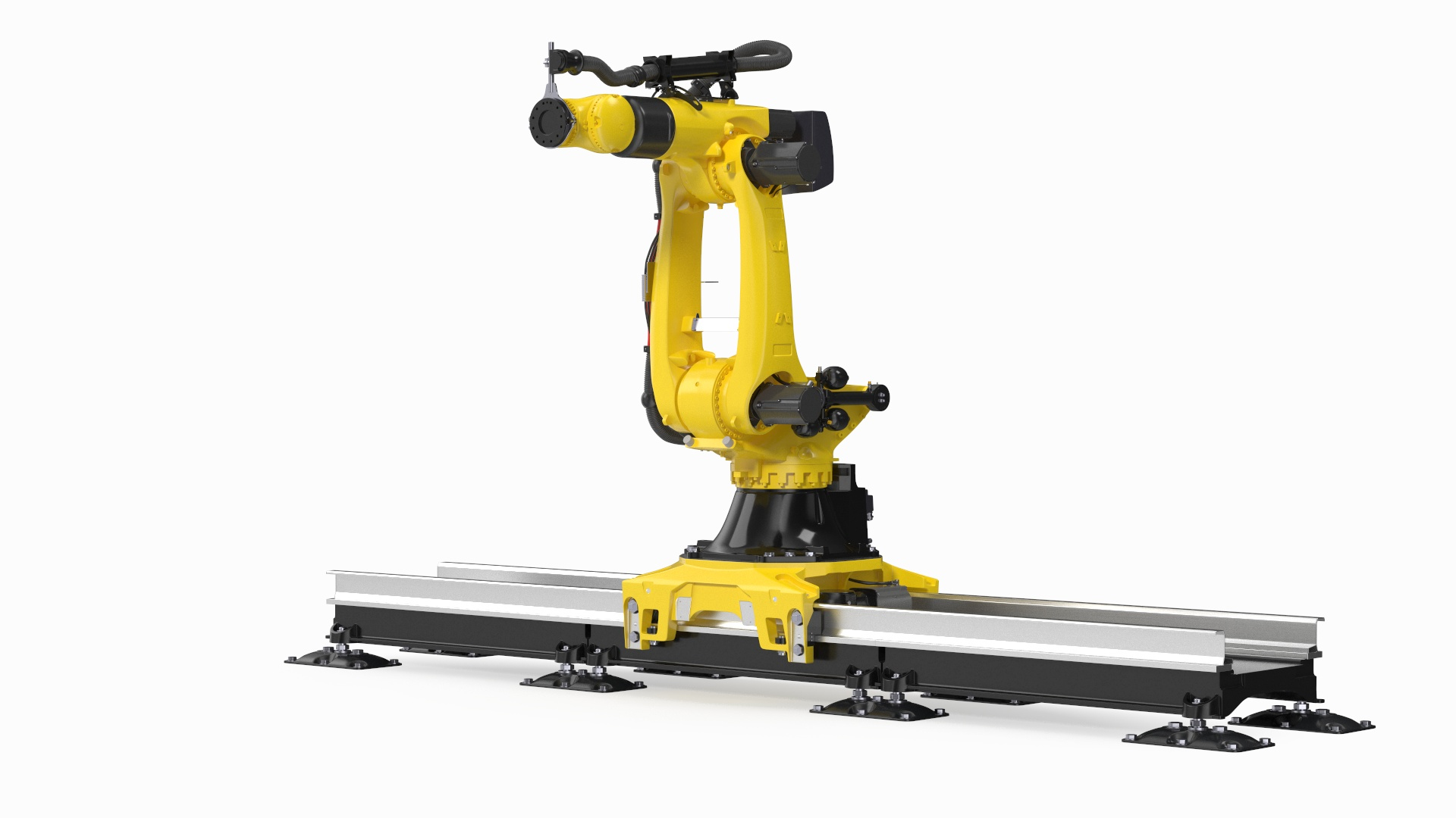 3D Robotic Arm Yellow On Rails Rigged For Maya - TurboSquid 2357156