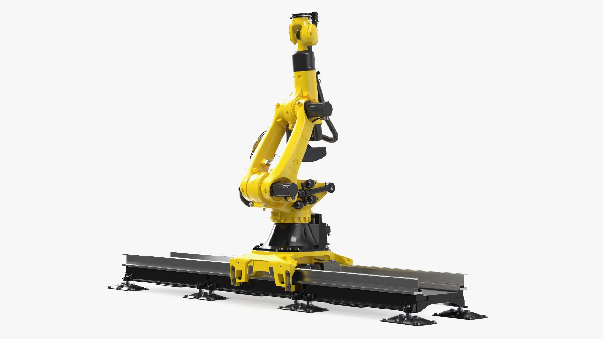3D Robotic Arm Yellow On Rails Rigged For Maya - TurboSquid 2357156