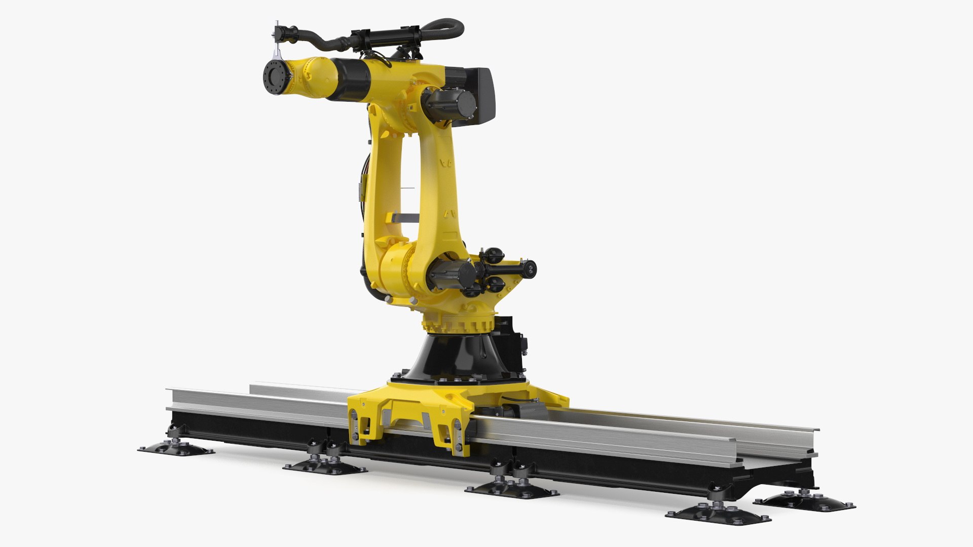 3D Robotic Arm Yellow On Rails Rigged For Maya - TurboSquid 2357156
