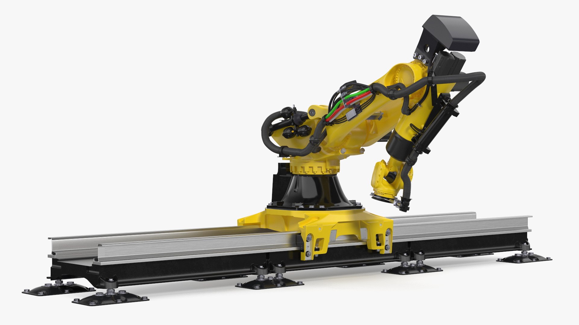 3D Robotic Arm Yellow On Rails Rigged For Maya - TurboSquid 2357156