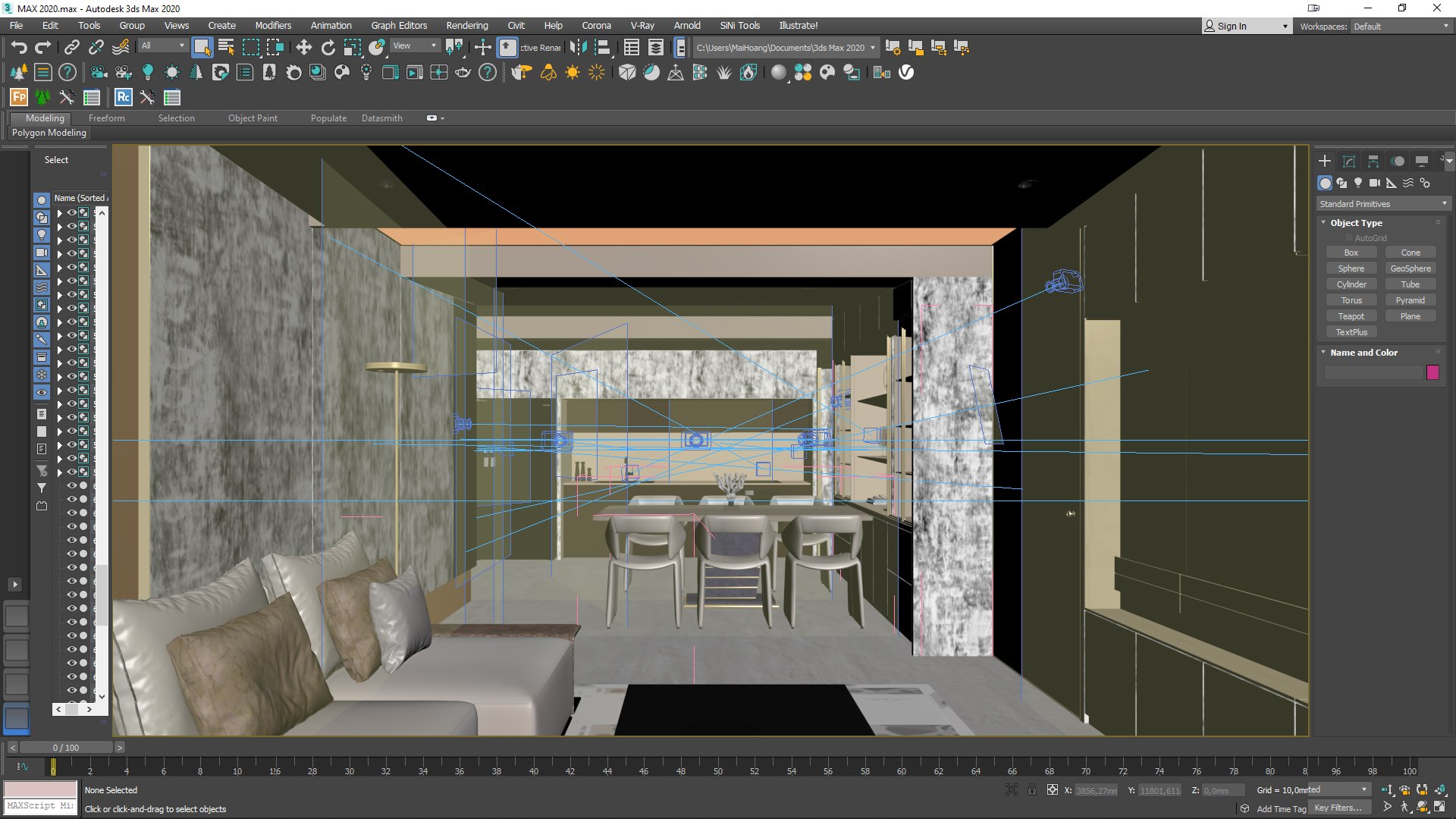 3D Model Modern Serenity - Living Dinning Kitchen - Sneechvn - MAX FBX ...
