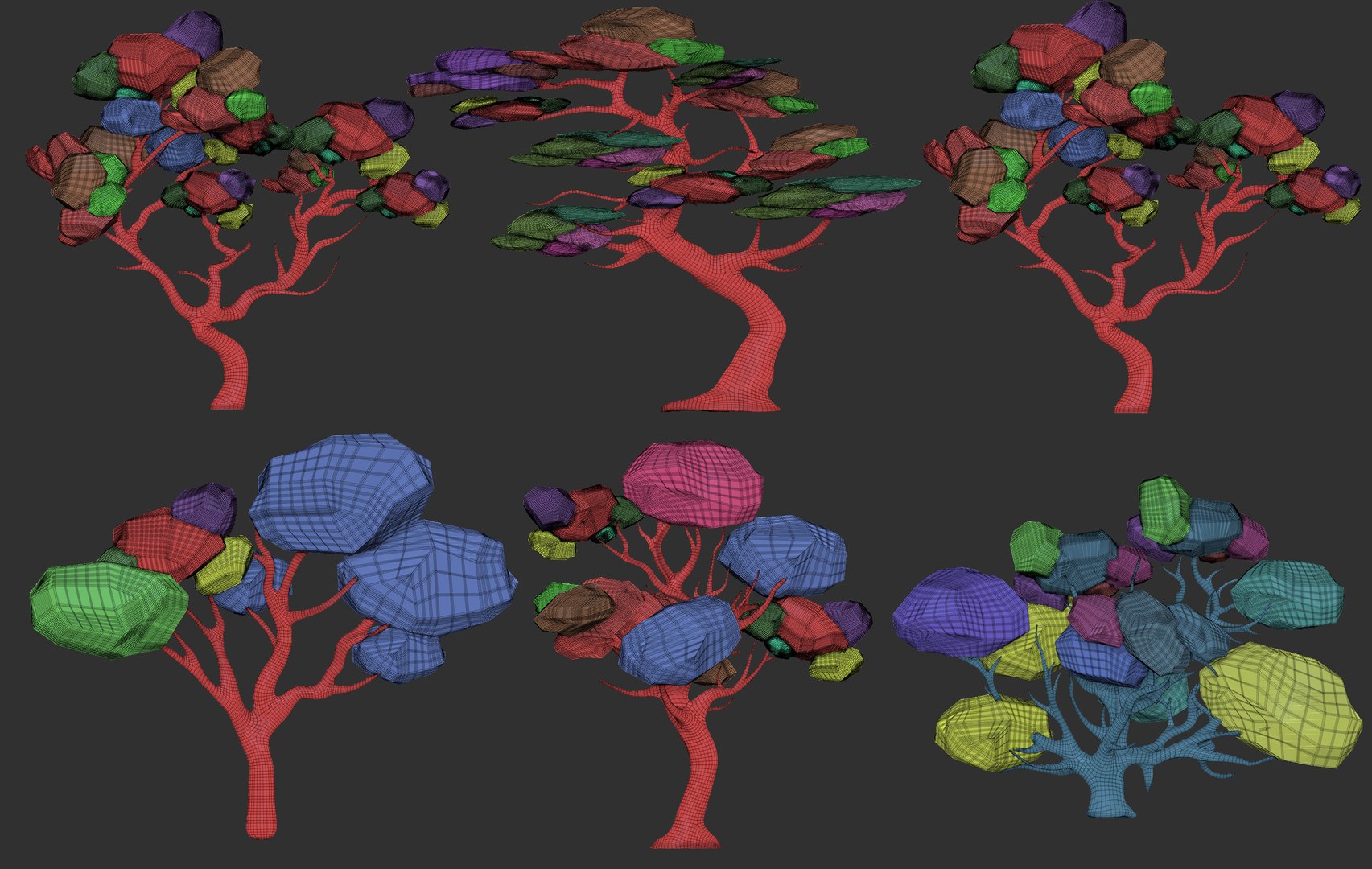 30 Low Poly Tree And Bush Base Mesh Shapes IMM Brush Set For Zbrush FBX ...