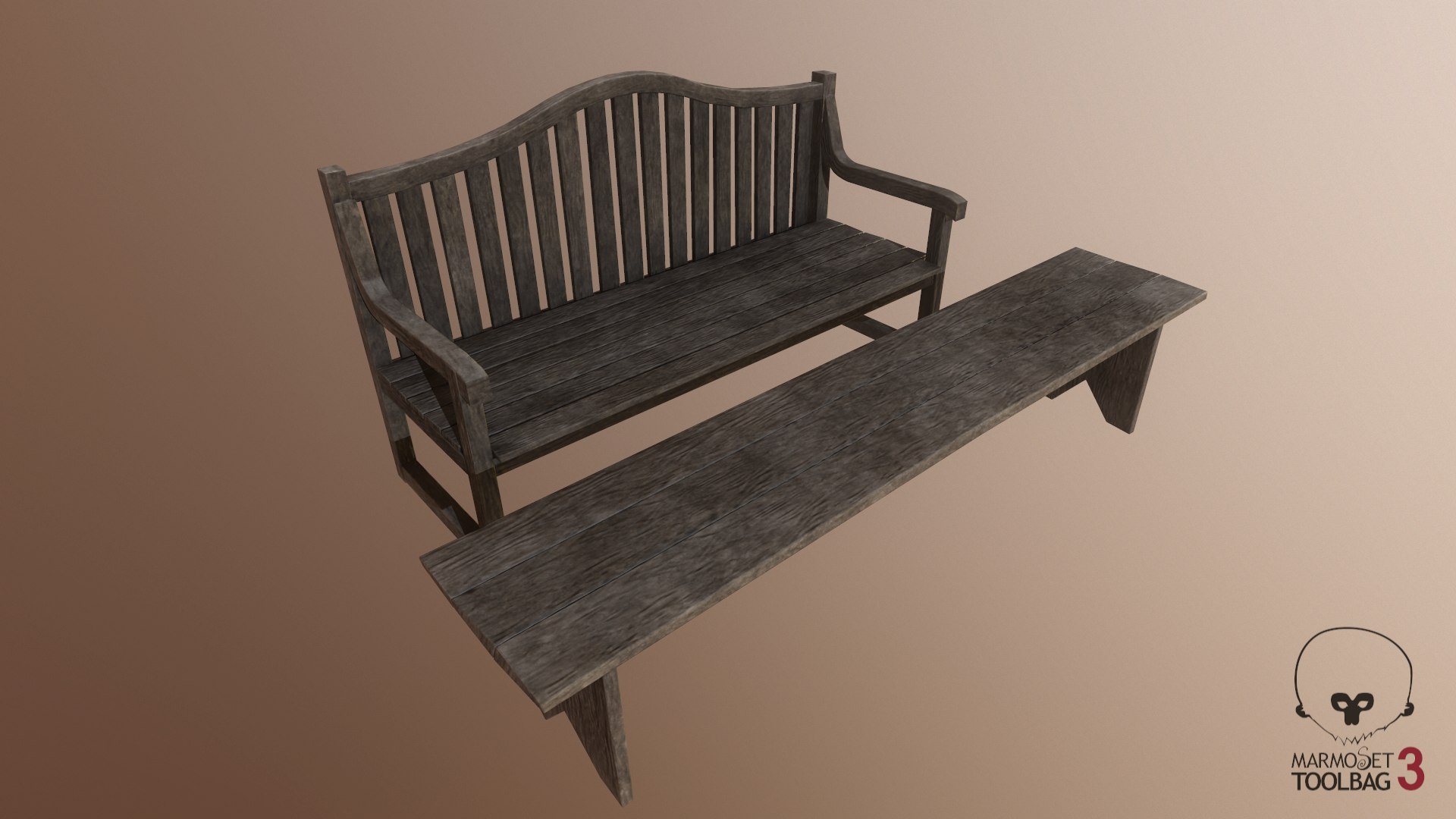 3D Western Benches Model - TurboSquid 1371109