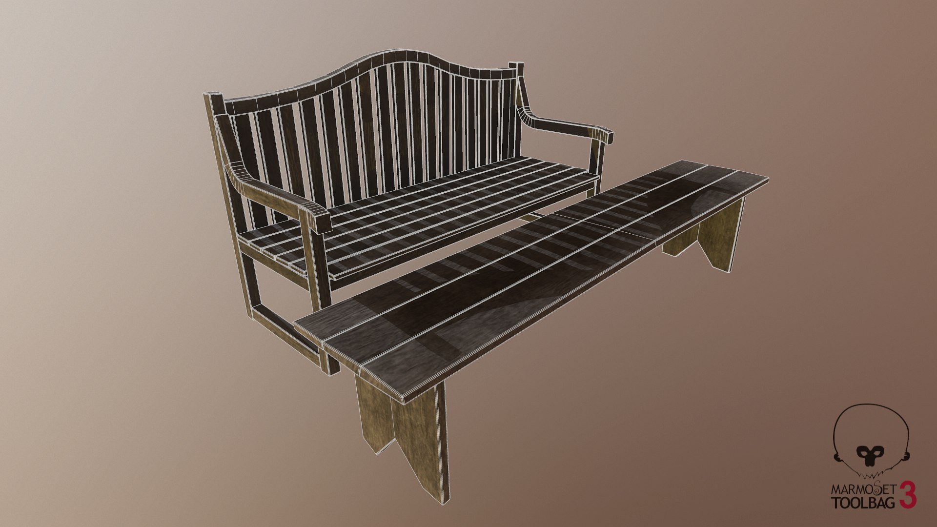 3D Western Benches Model - TurboSquid 1371109
