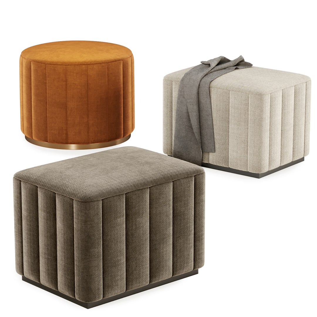 3D REX CHANNEL TUFTED OTTOMAN Model - TurboSquid 2273644