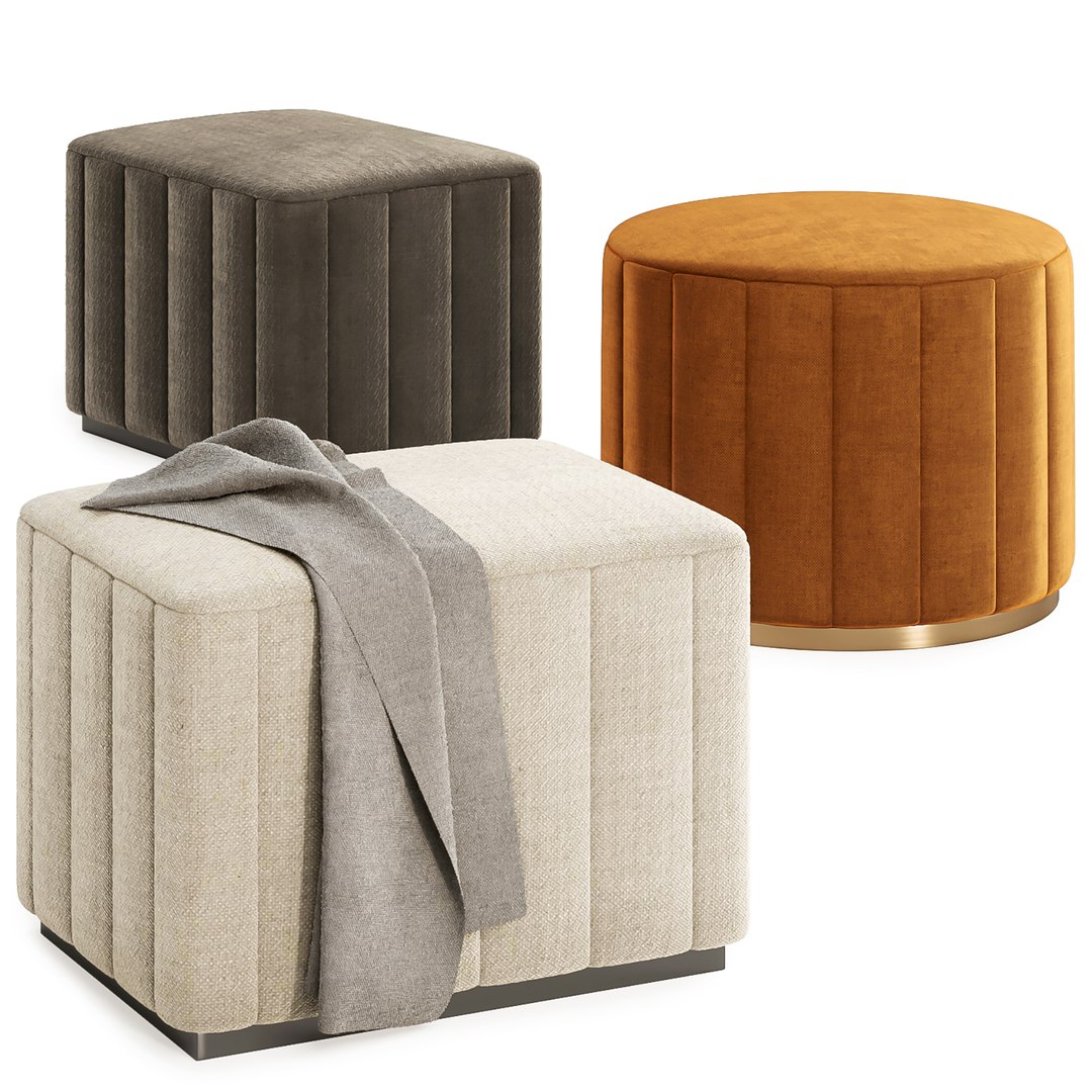 3D REX CHANNEL TUFTED OTTOMAN Model - TurboSquid 2273644