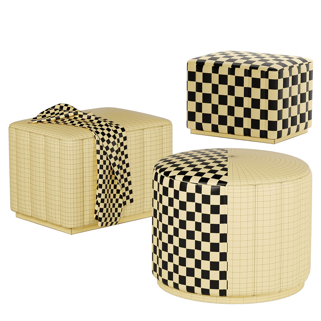 3D REX CHANNEL TUFTED OTTOMAN Model - TurboSquid 2273644