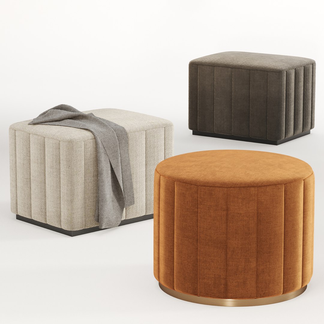 3D REX CHANNEL TUFTED OTTOMAN Model - TurboSquid 2273644