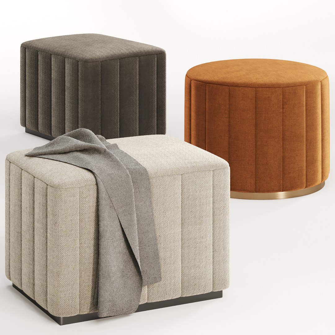 3D REX CHANNEL TUFTED OTTOMAN Model - TurboSquid 2273644