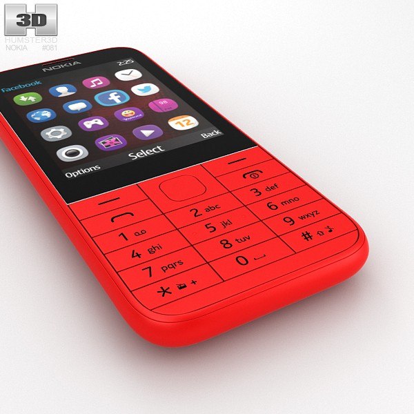 nokia 225 red 3d model