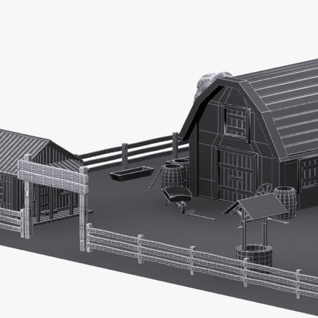 3d cartoon farmhouse farm model
