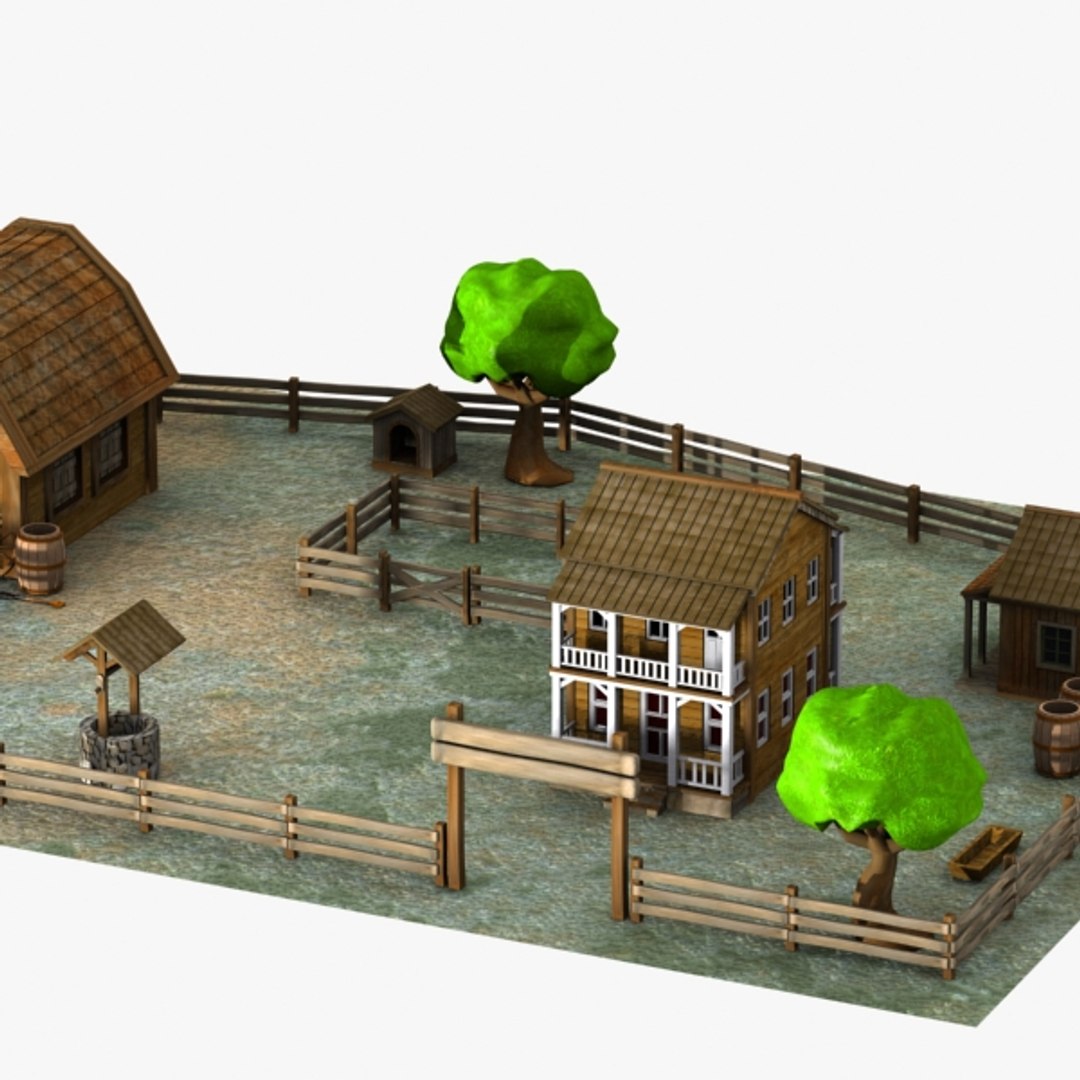 3d cartoon farmhouse farm model