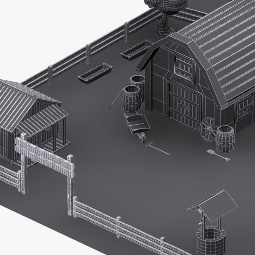 3d cartoon farmhouse farm model