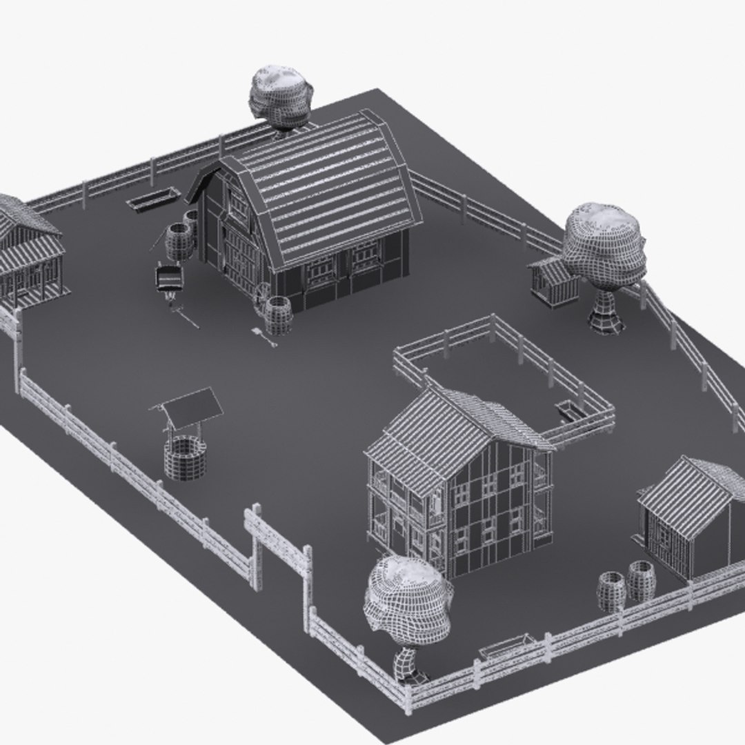 3d cartoon farmhouse farm model