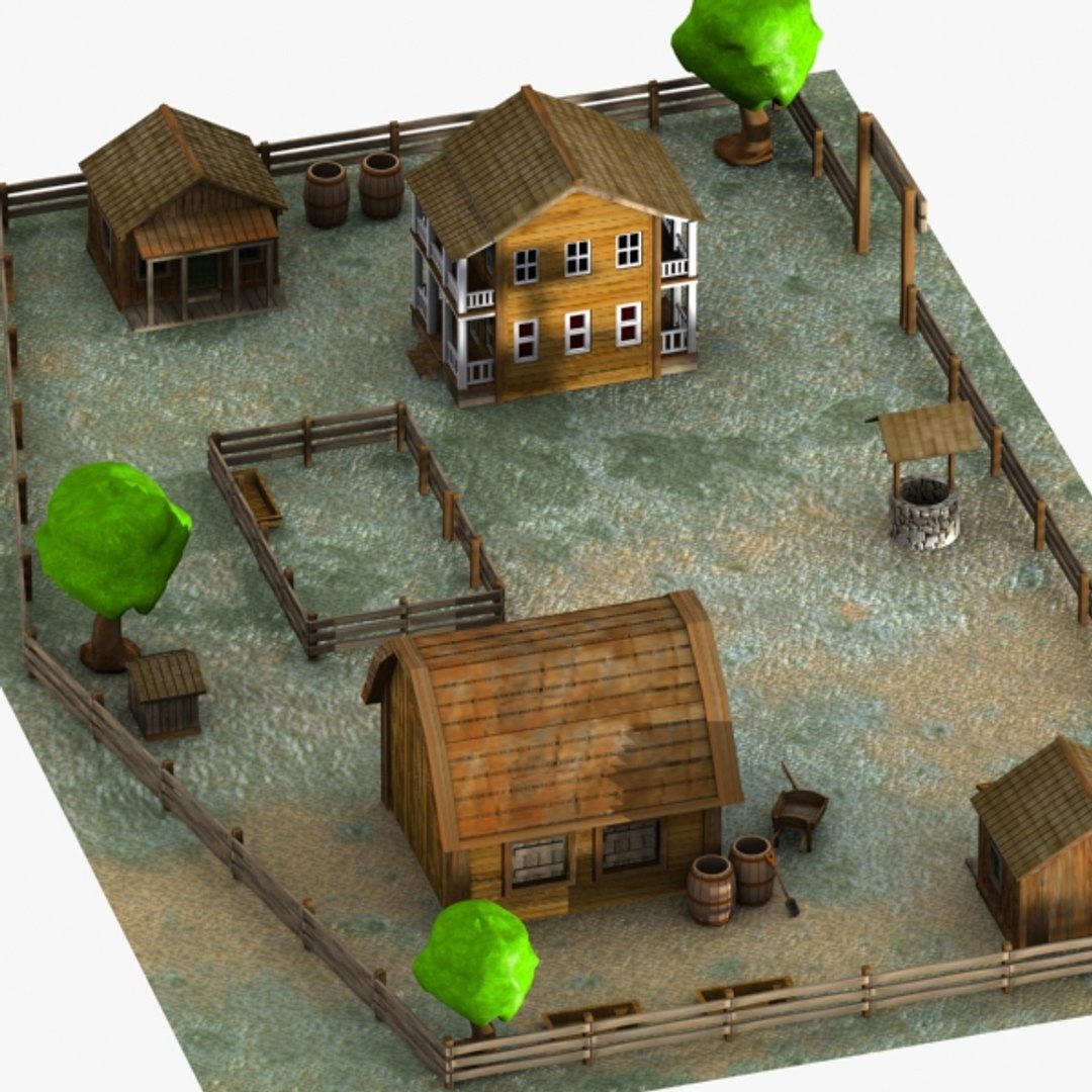 3d cartoon farmhouse farm model