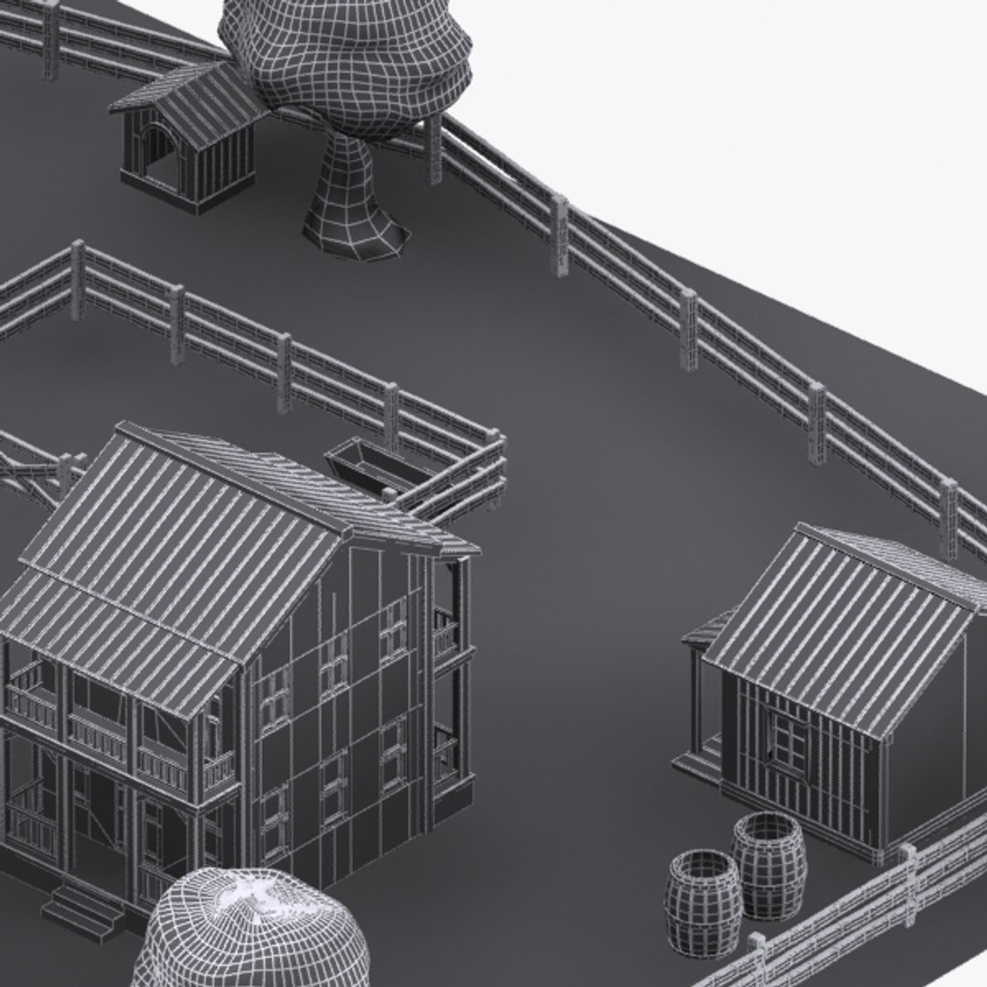3d cartoon farmhouse farm model