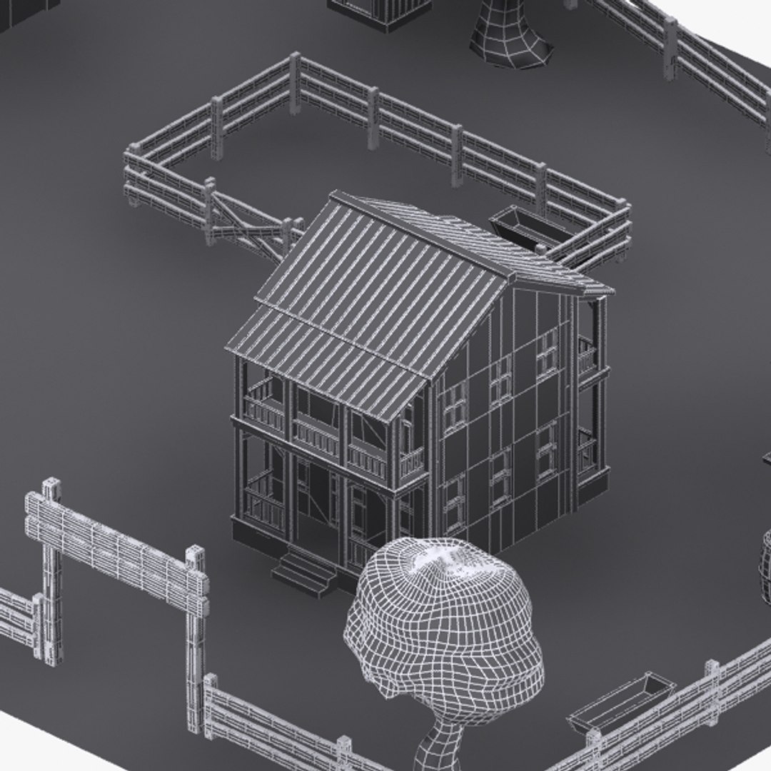 3d cartoon farmhouse farm model