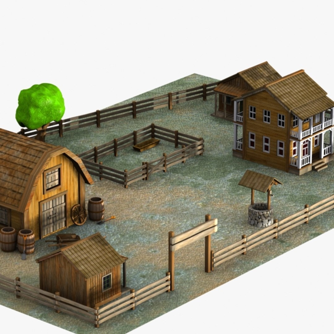 3d cartoon farmhouse farm model