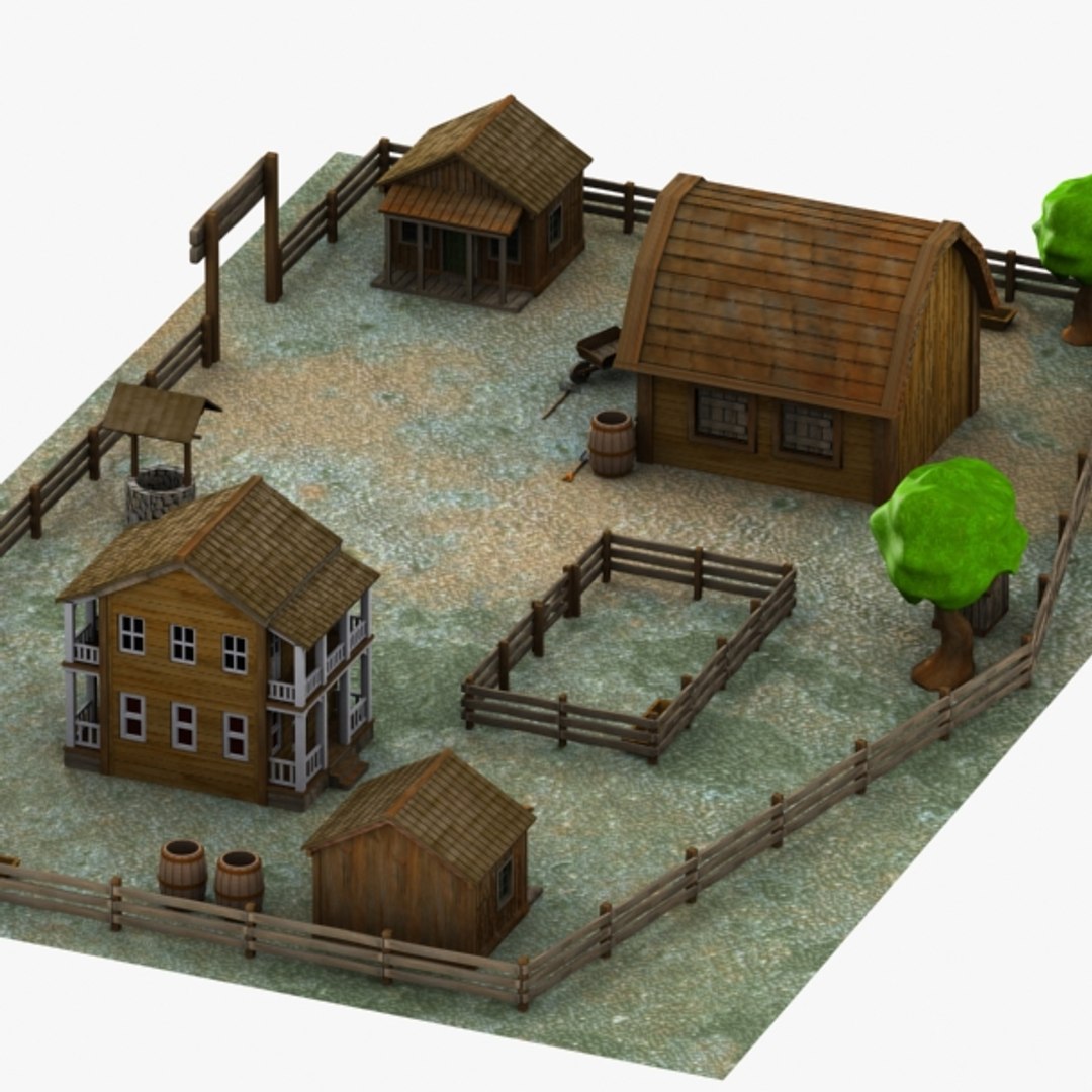 3d cartoon farmhouse farm model