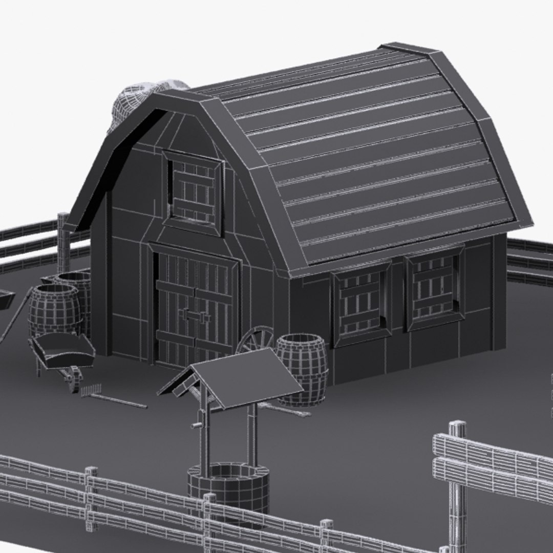 3d cartoon farmhouse farm model