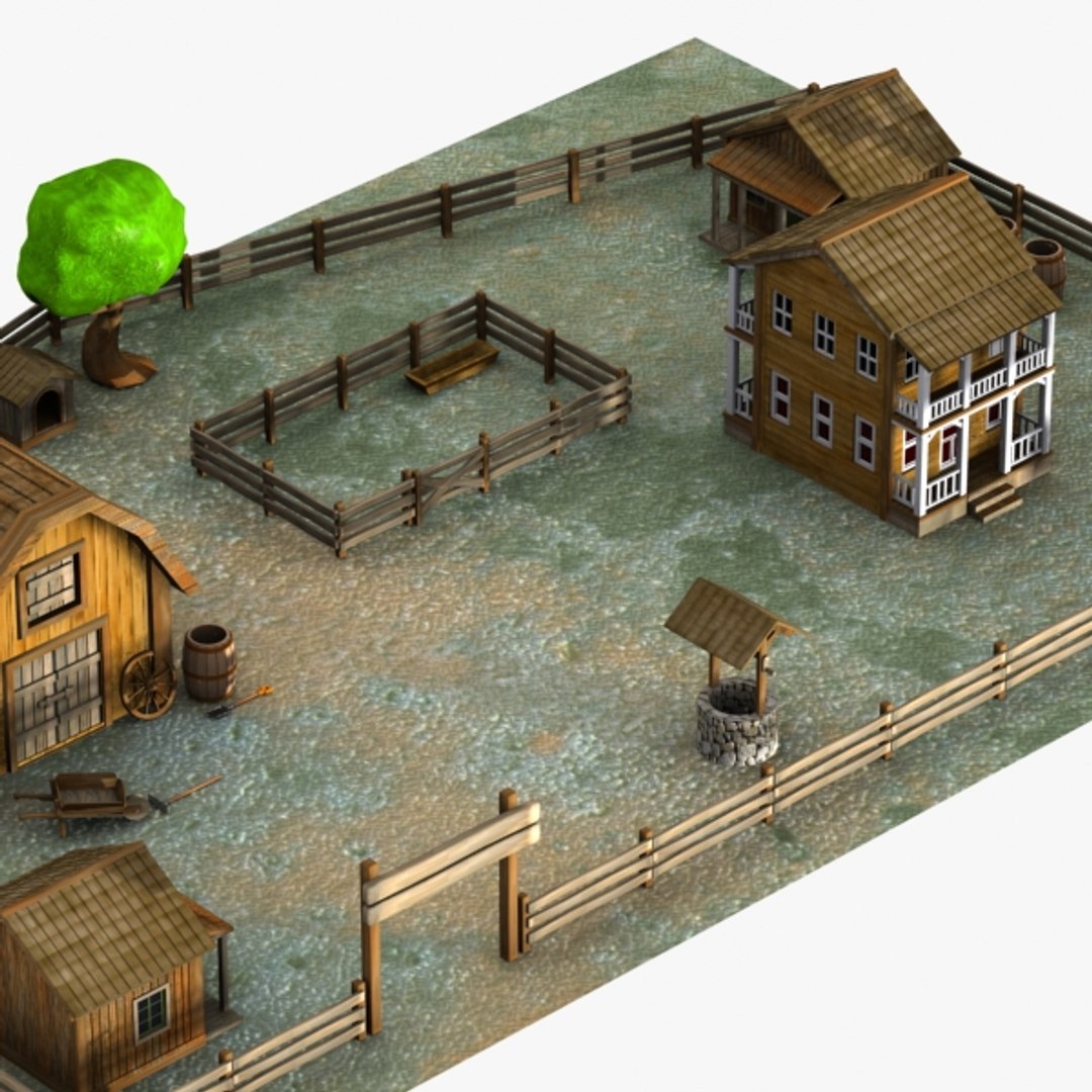 3d cartoon farmhouse farm model