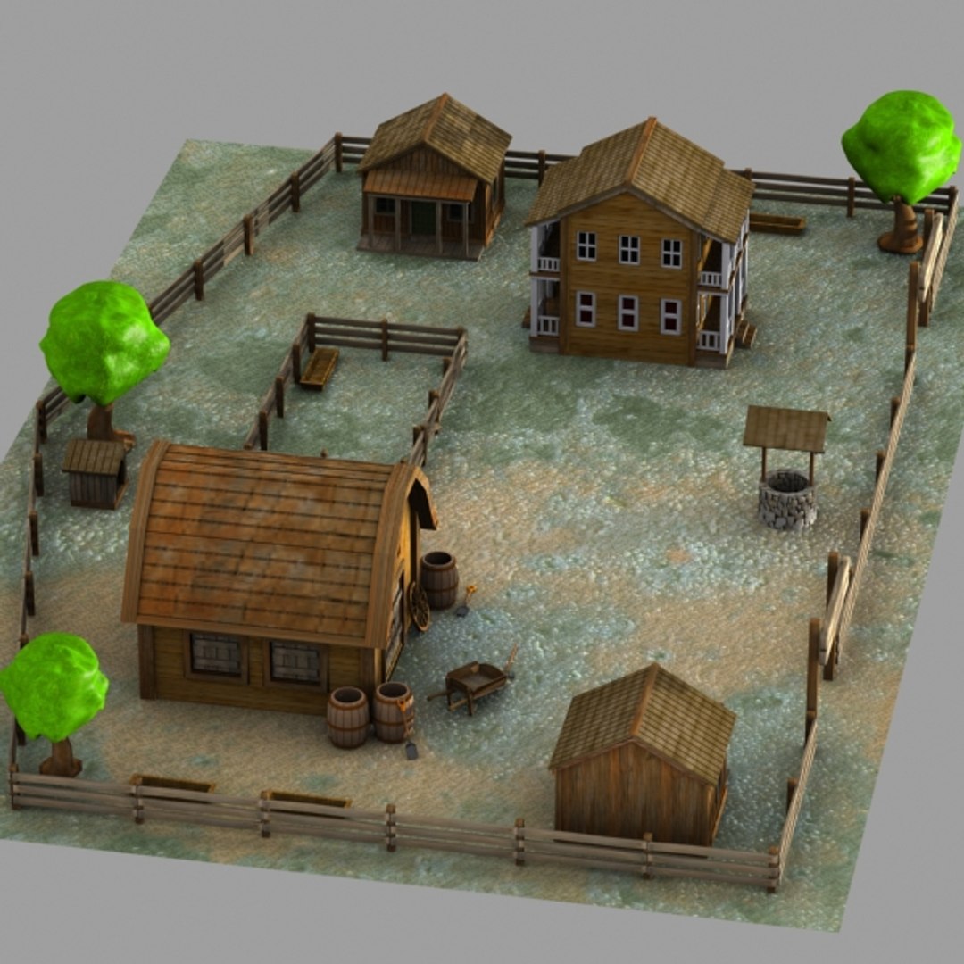 3d cartoon farmhouse farm model