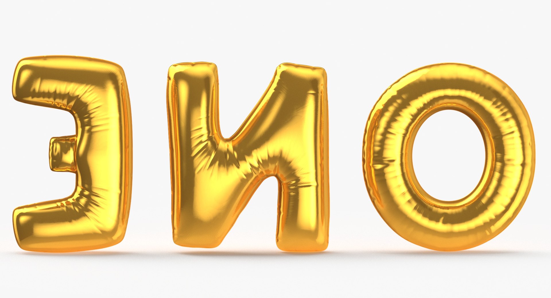 3D Foil Baloon Words One Gold - TurboSquid 1740154