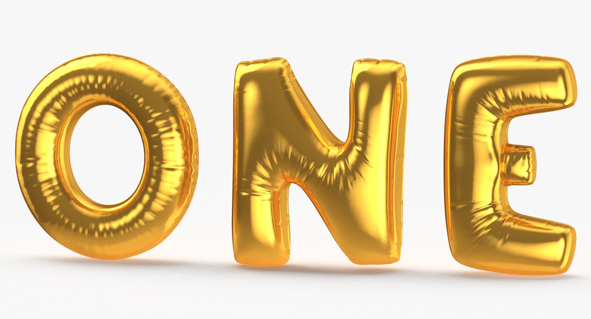 3D Foil Baloon Words One Gold - TurboSquid 1740154