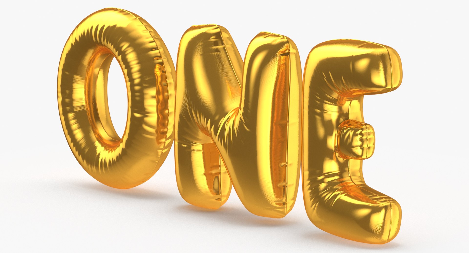 3D Foil Baloon Words One Gold - TurboSquid 1740154