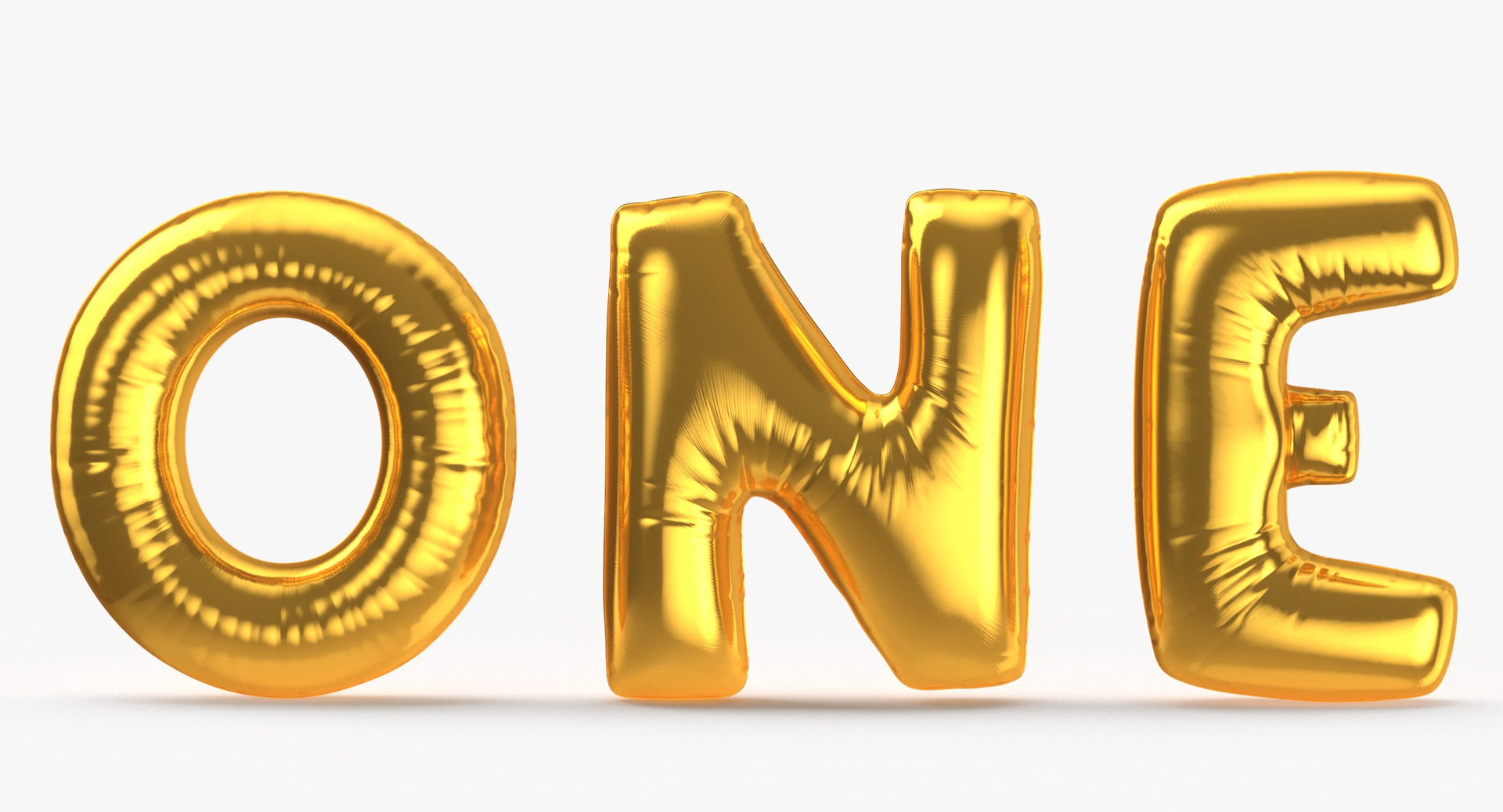 3D Foil Baloon Words One Gold - TurboSquid 1740154