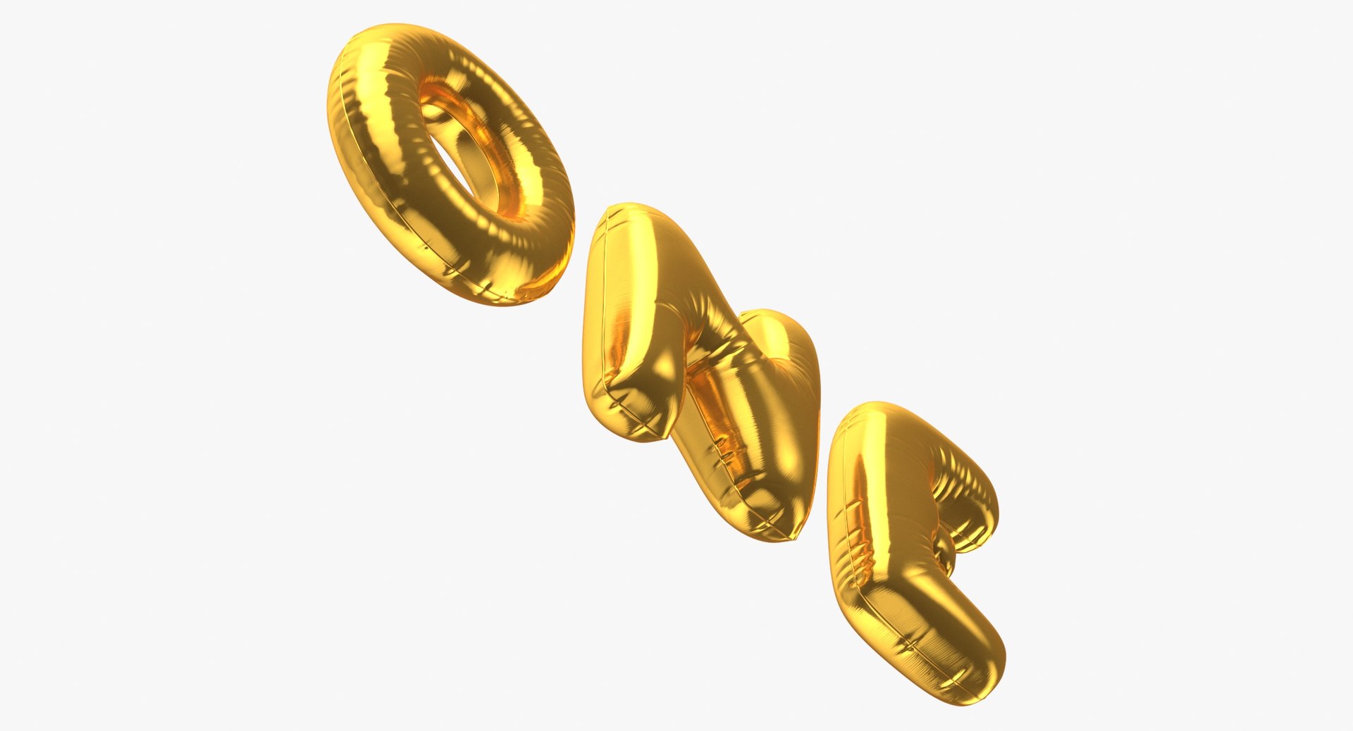 3D Foil Baloon Words One Gold - TurboSquid 1740154