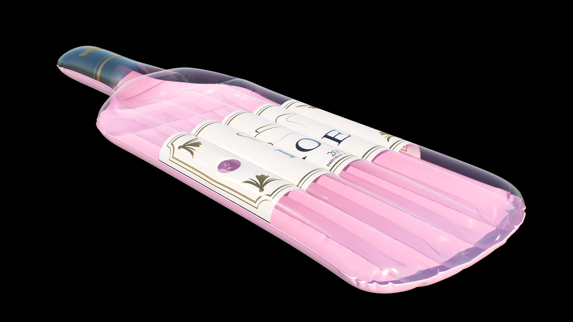 Swimline Lnflatable Rose Wine Bottle Pool Float Pink 3D Model ...
