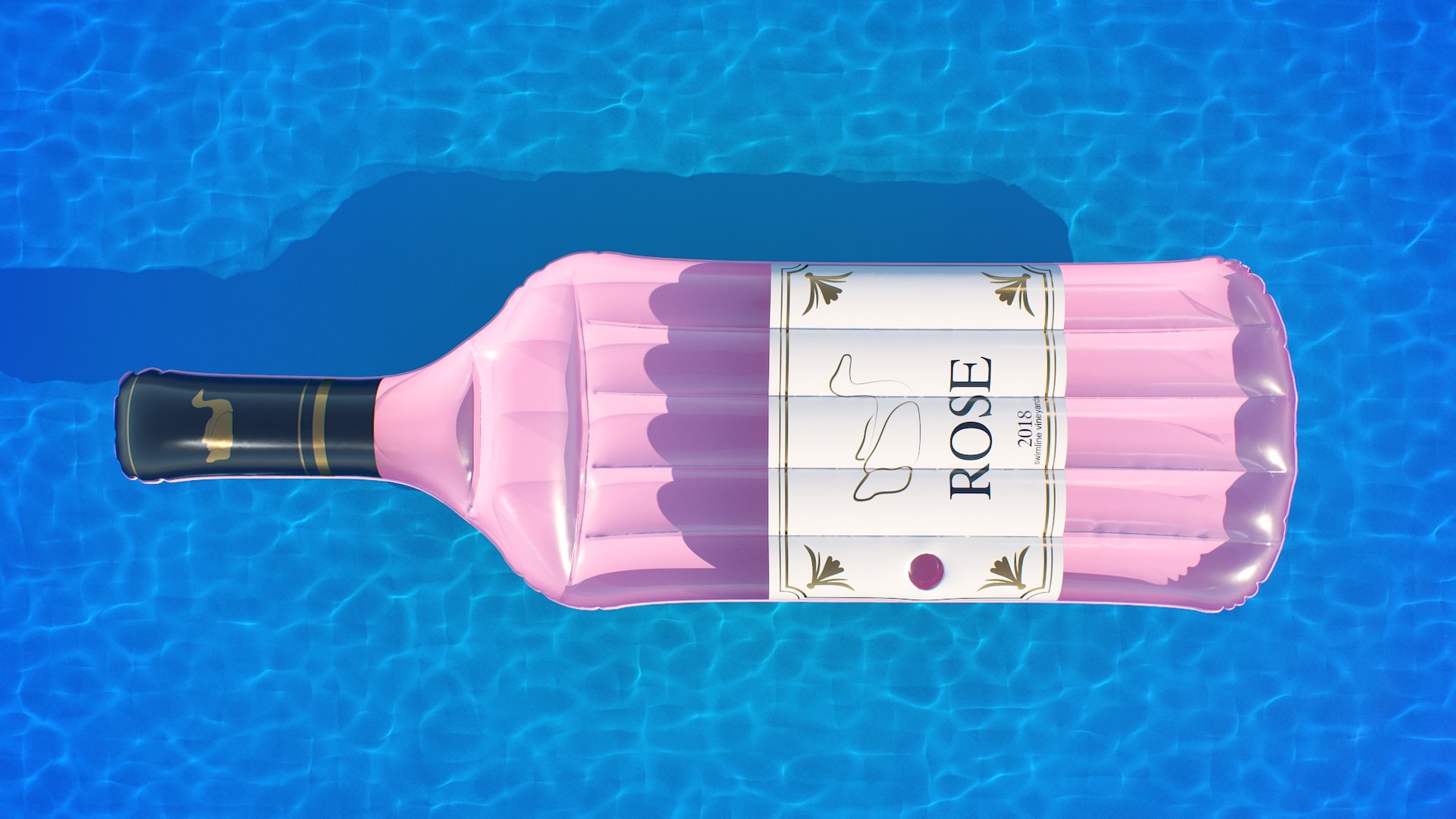 Swimline Lnflatable Rose Wine Bottle Pool Float Pink 3D Model ...