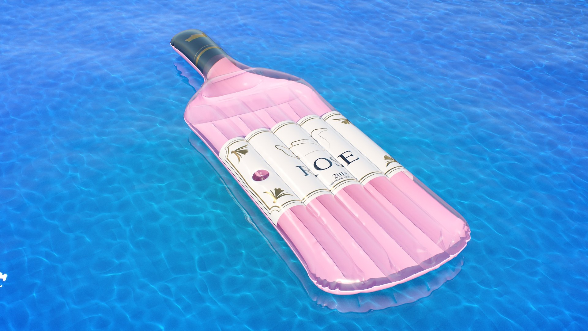 Swimline Lnflatable Rose Wine Bottle Pool Float Pink 3D Model ...