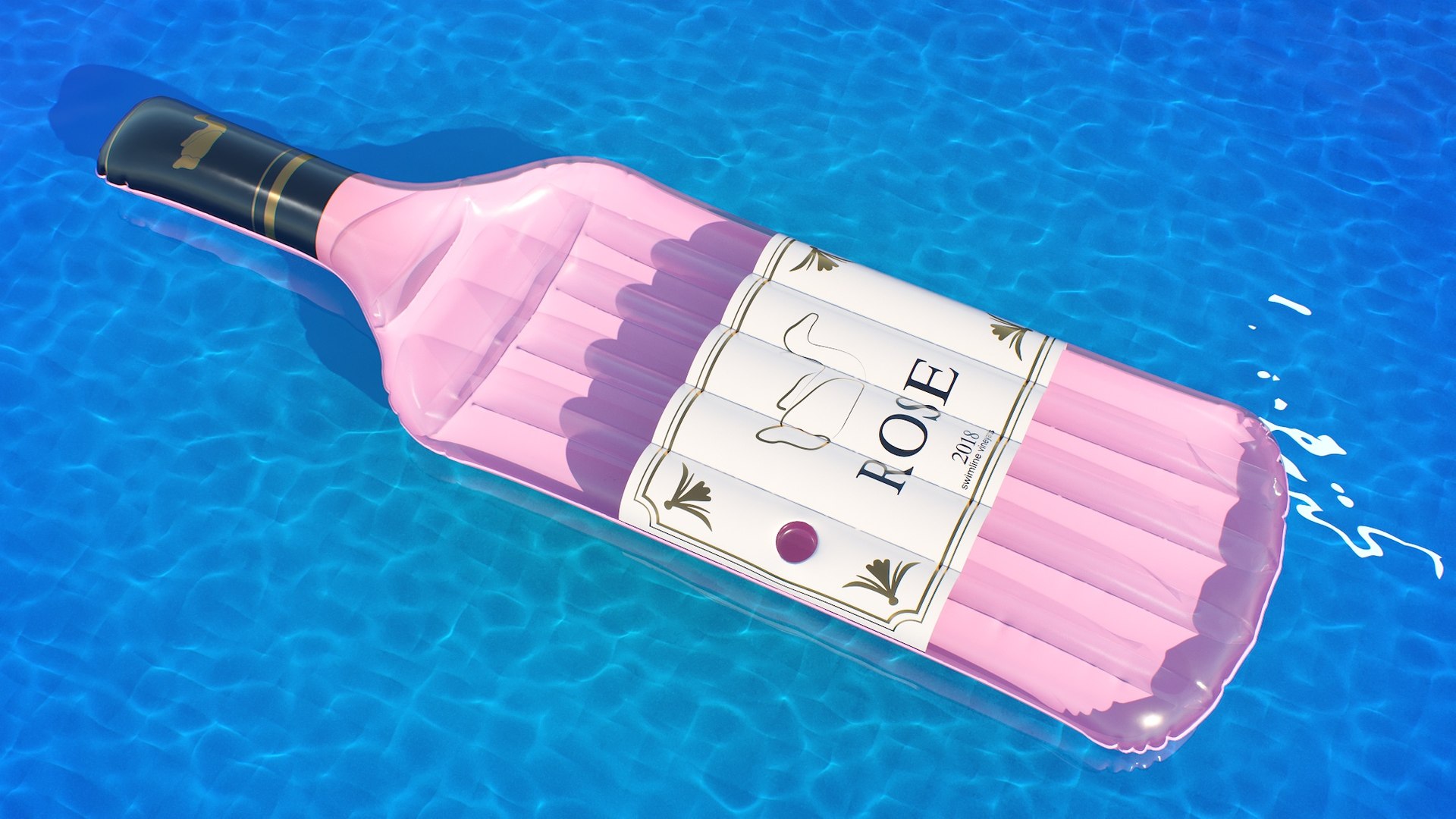 Swimline Lnflatable Rose Wine Bottle Pool Float Pink 3D Model ...