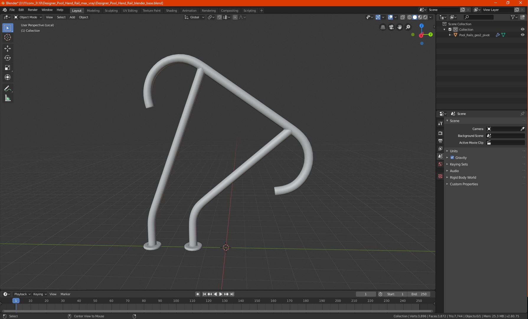 3D Designer Pool Hand Rail - TurboSquid 1989381