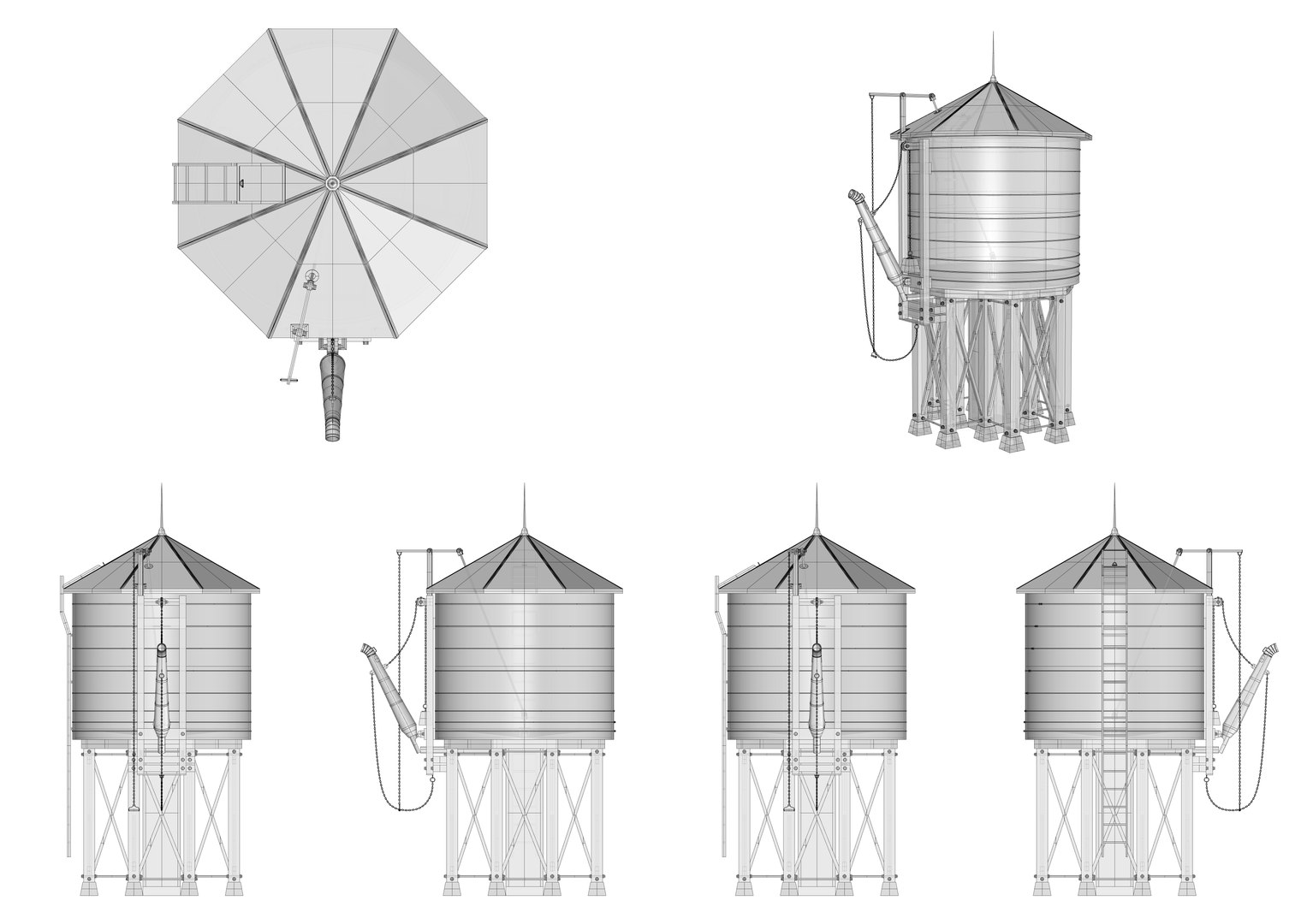 Railroad Water Tower 3D - TurboSquid 1960497