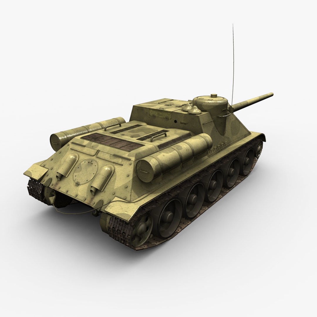 su-100 soviet tank destroyer 3d model