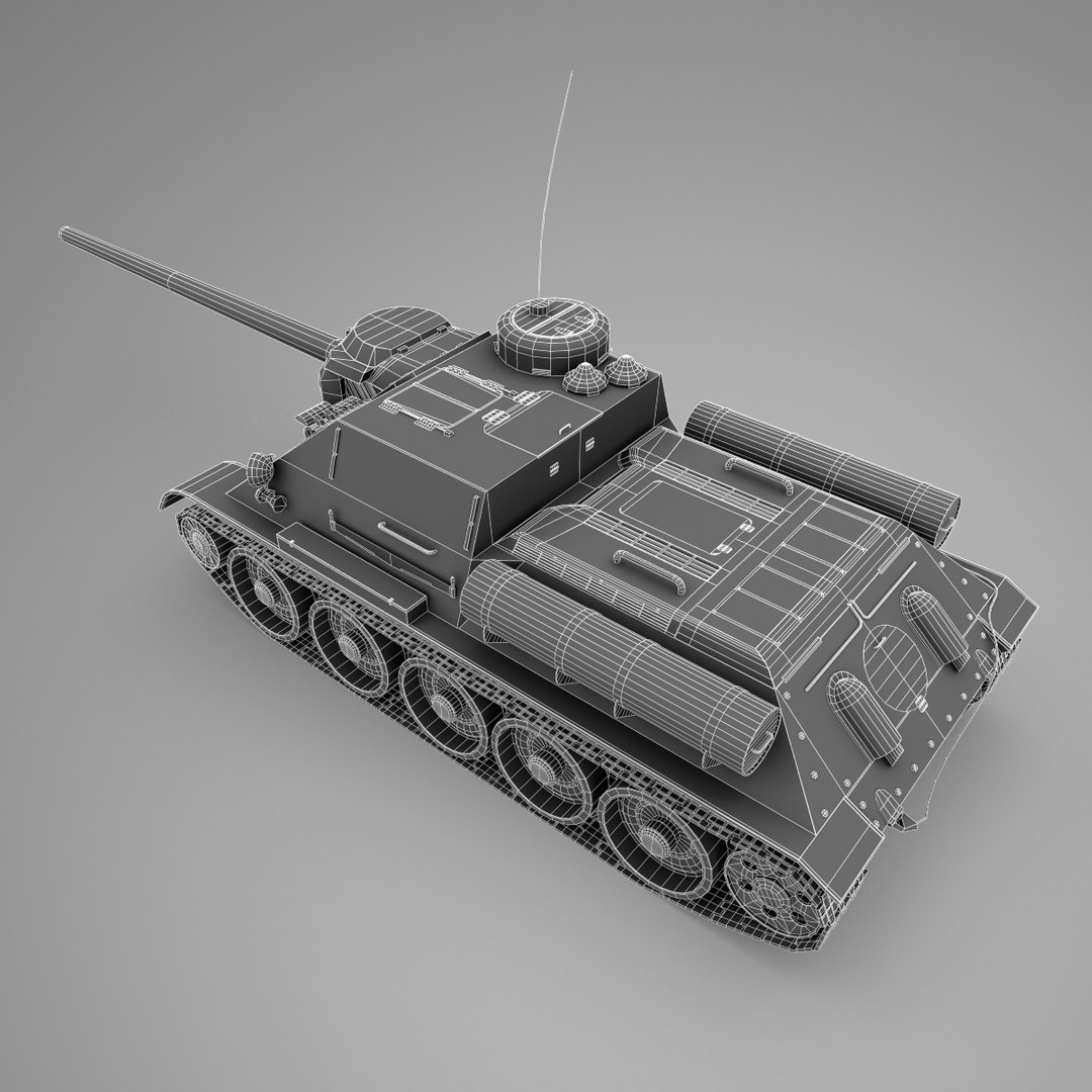 su-100 soviet tank destroyer 3d model