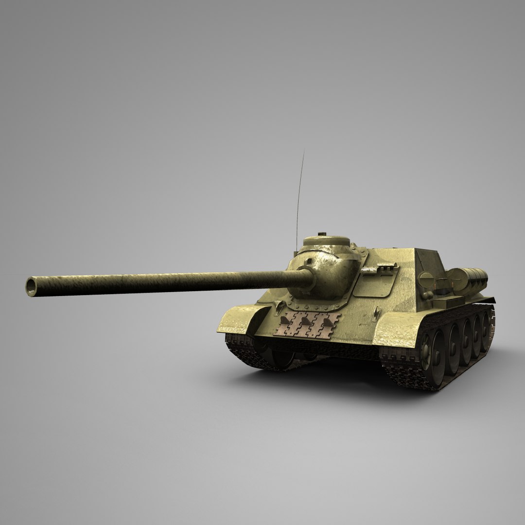su-100 soviet tank destroyer 3d model