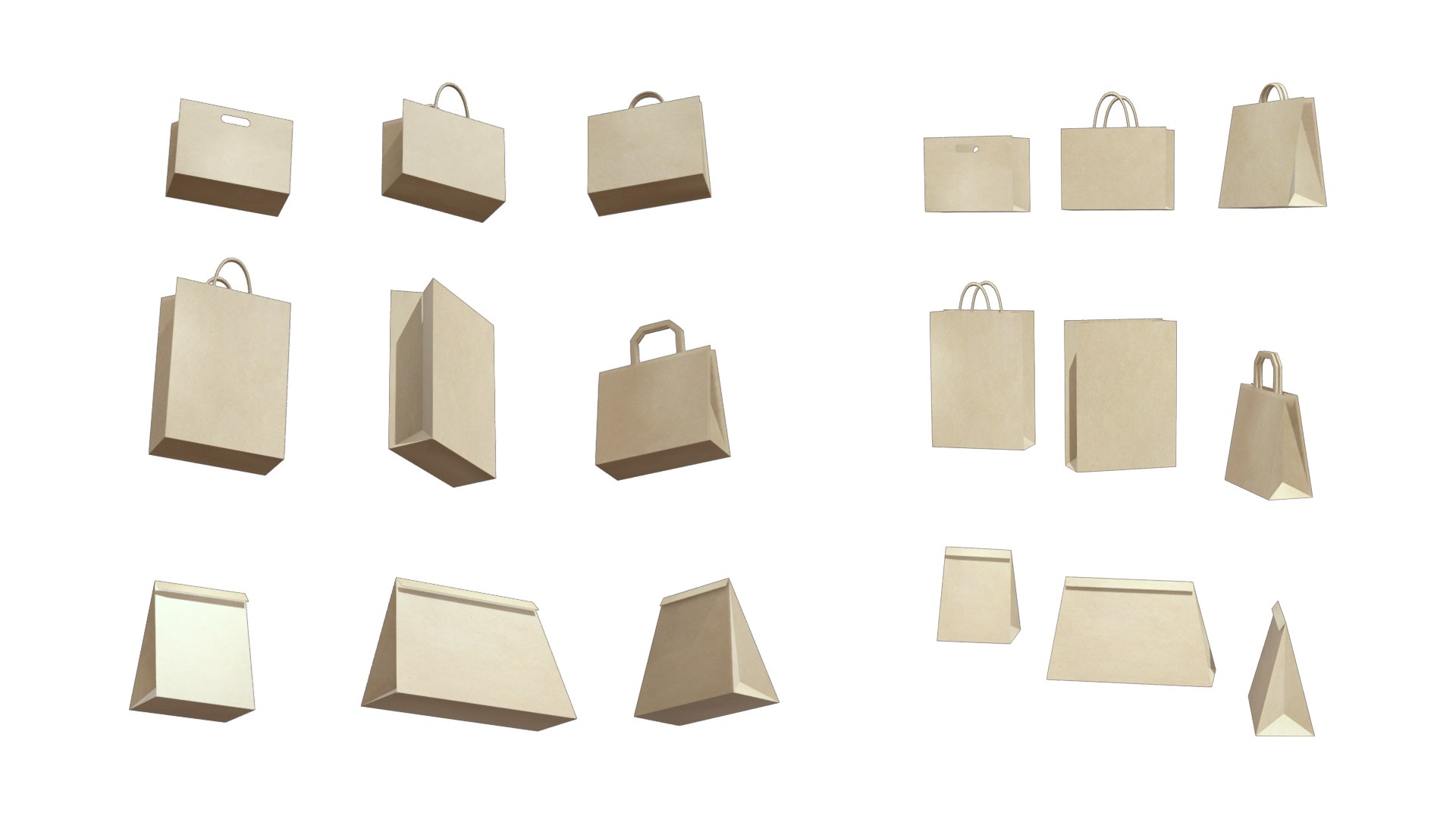 3D Paper Bag Pack - 9 In 1 - TurboSquid 2142660