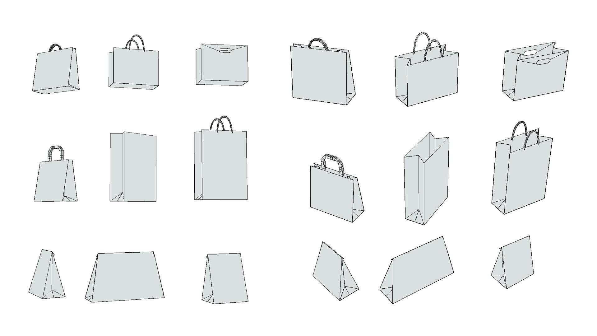 3D Paper Bag Pack - 9 In 1 - TurboSquid 2142660