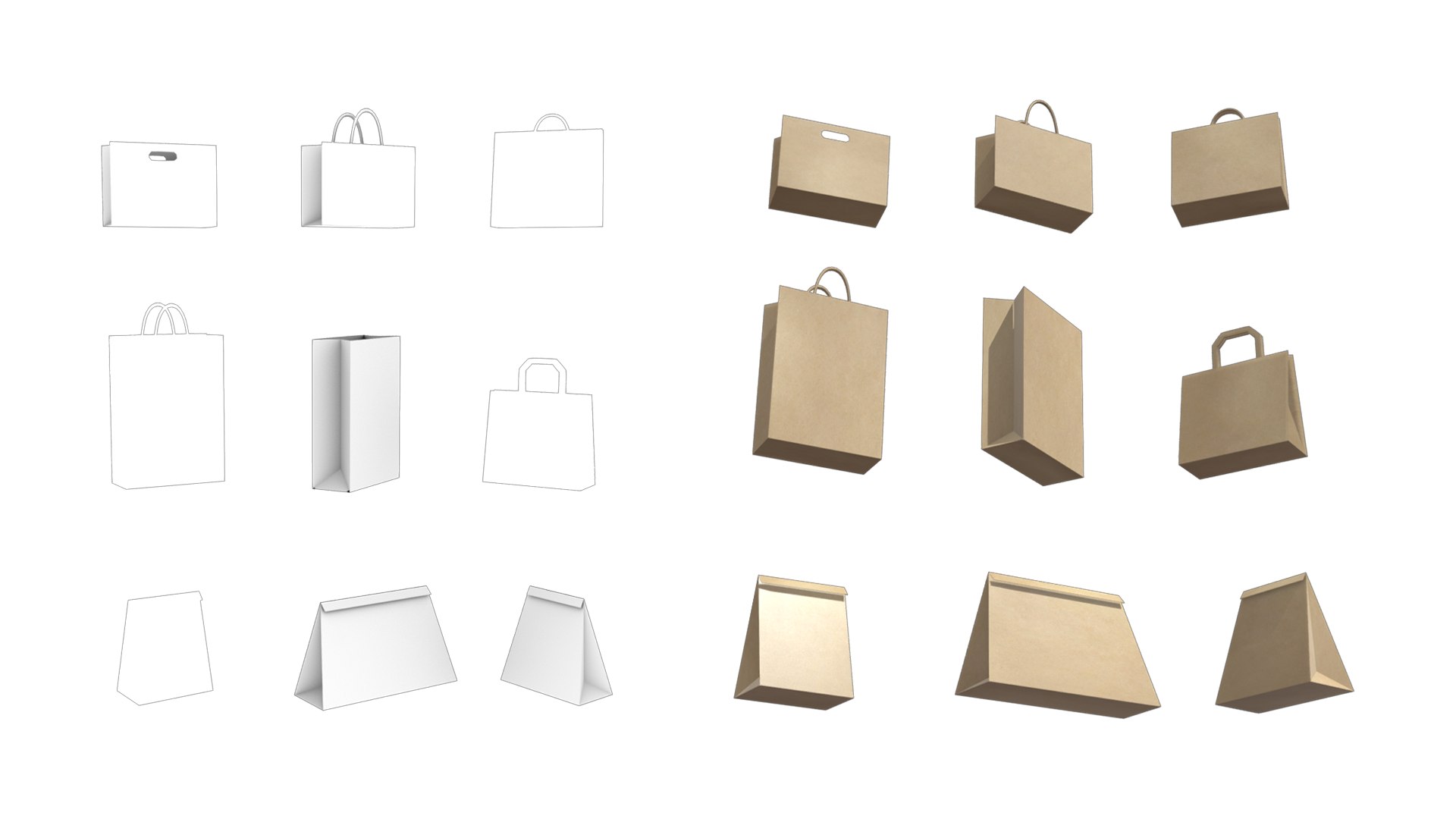 3D Paper Bag Pack - 9 In 1 - TurboSquid 2142660