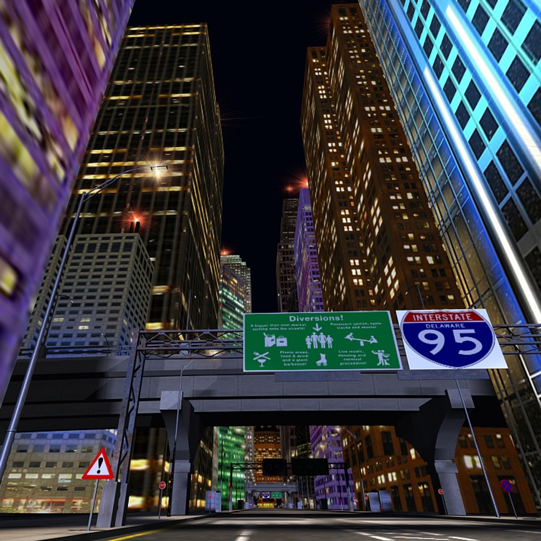 Night City Scene 3d Max