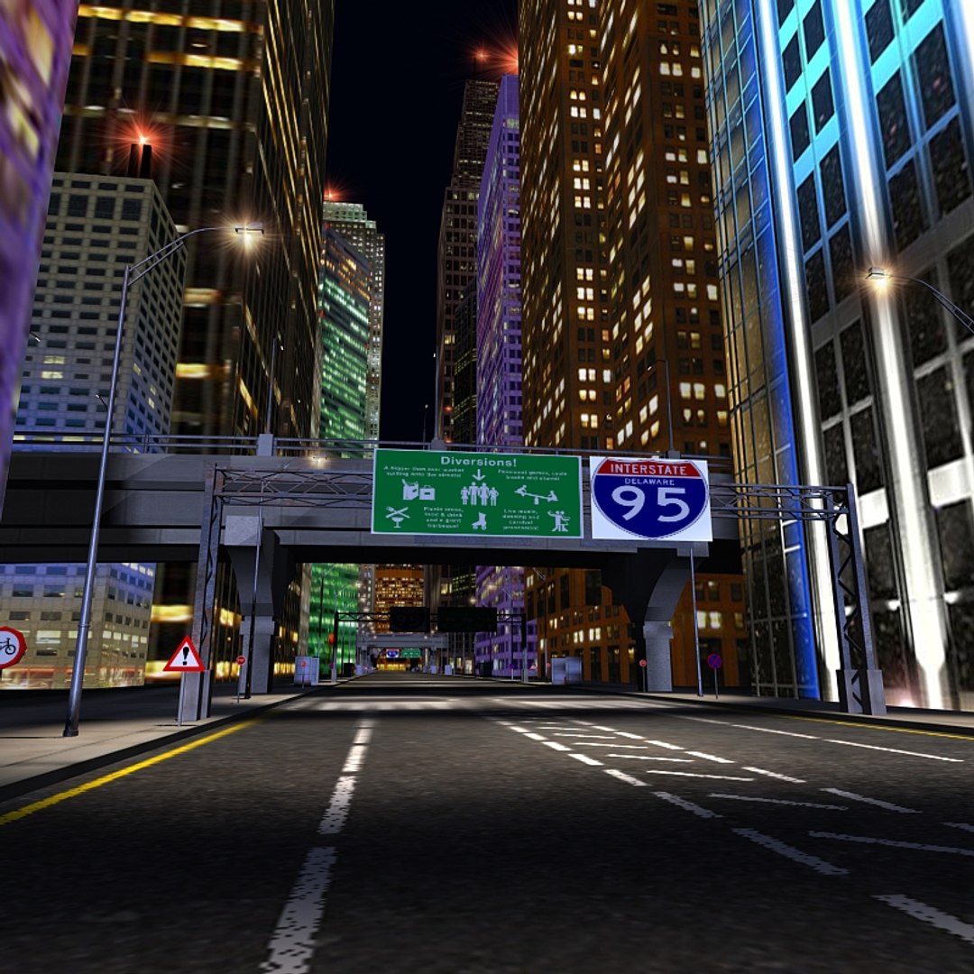 Night City Scene 3d Max