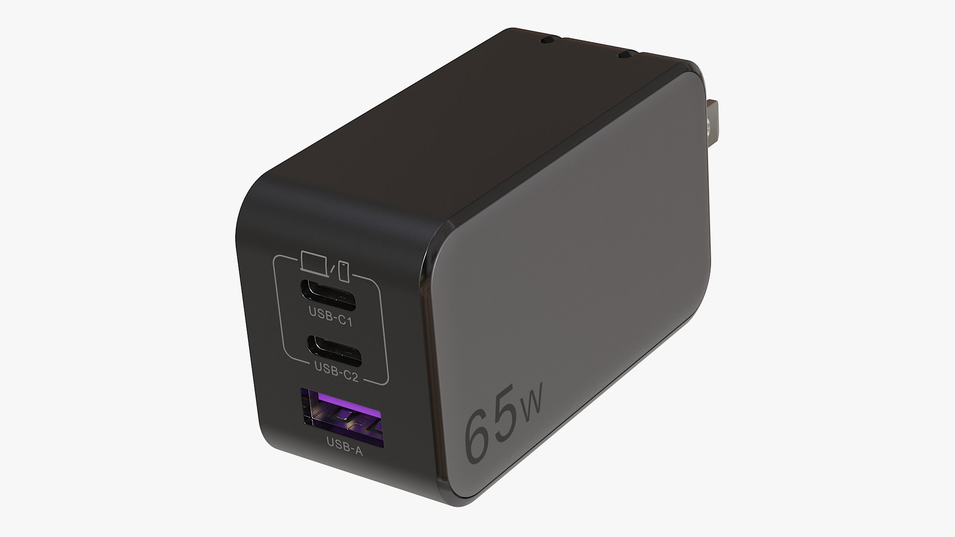 3D 2 USB Power Adapters US Black - TurboSquid 2279038