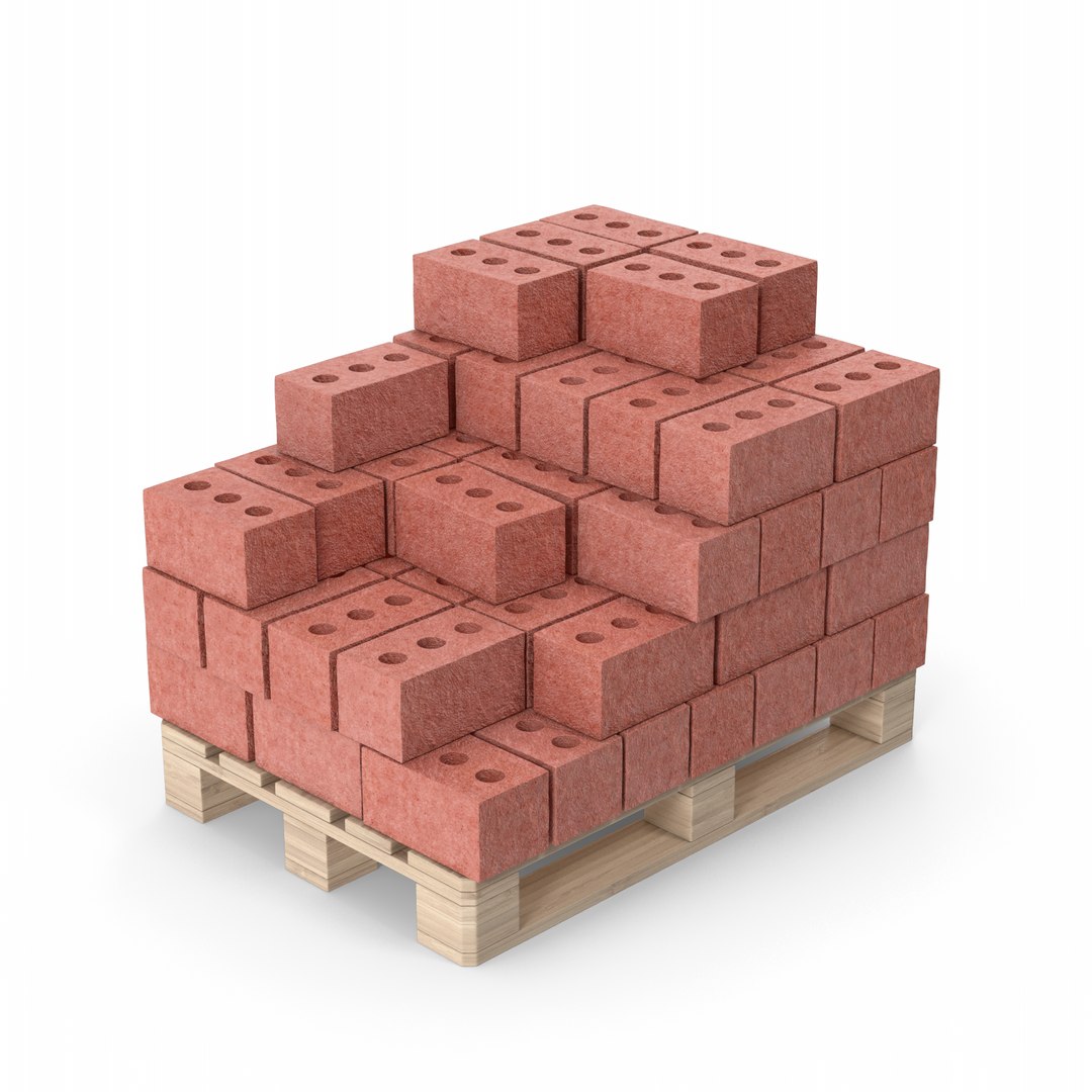 Bricks On Wooden Pallet Model - TurboSquid 2021279