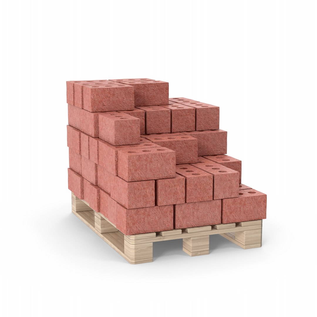 Bricks On Wooden Pallet Model - TurboSquid 2021279
